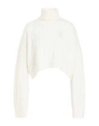 8 by YOOX CABLE KNIT CROPPED ROLL-NECK