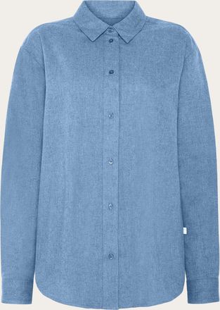 Knowledge Cotton Apparel Damen vegan Hemd Damen Flanell Dunkel Denim Blau