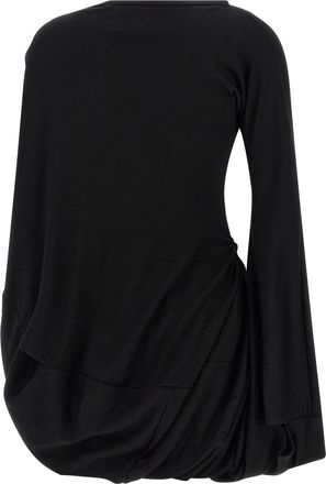 Junya Watanabe Asymmetrical Draped Wool Blouse - Black