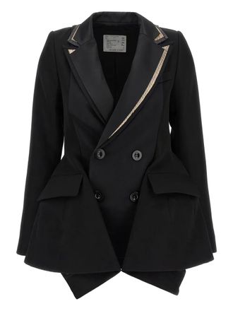sacai blazer superpos&eacute; &agrave; boutonni&egrave;re crois&eacute;e - Noir