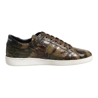 Dolce & Gabbana Braune exotische Leder-Sneaker mit niedrigem Oberteil - - Shoes - Herren - Braun - 40 EU