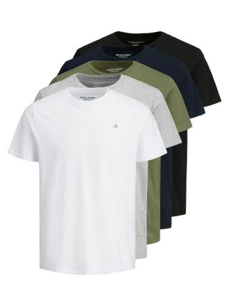 Jack & Jones Rundhalsshirt JORJXJ im 5er Pack mit Rundhals und angenehmem Tragegef&uuml;hl (Packung, 5-tlg) unifarben, modisch, regular fit, Baumwolle, Rundhals