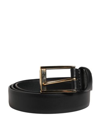 Dolce & Gabbana Men Black Classic Leather Metal Buckle Belt Calf