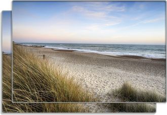 Wallario 2er Set Fr&uuml;hst&uuml;cksbrettchen aus Glas, Glasunterlage, Glasbrettchen Strandspaziergang im Urlaub an der Ostsee, Gr&ouml;&szlig;e 30 x 20 cm, Sicherheitsglas