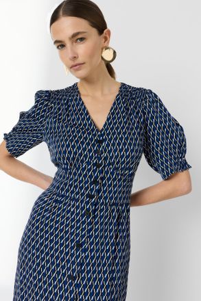 Gerard Darel Robe cintr&eacute;e &agrave; imprim&eacute; graphique - RIHANNE - Marine
