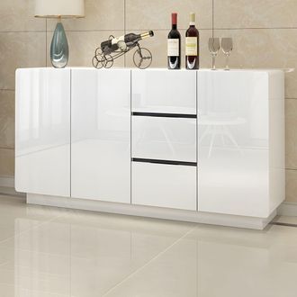 Generic Aufbewahrungsschrank, vielseitiger Aufbewahrungsschrank f&uuml;r Zuhause, modernes wei&szlig;es Sideboard mit Schubladen und verstellbaren Einlegeb&ouml;den f&uuml;r Wein,