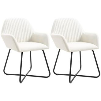 vidaXL Vidaxl - Chaises &agrave; manger lot de 2 cr&egrave;me tissu
