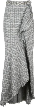 Elisabetta Franchi Femme, Jupes, Gris, Taille: 38 FR Longue jupe sir&egrave;ne en boucl&eacute;