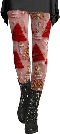 Generic Legging pour femme - Legging de Noël taille haute pour entraînement athlétique - Taille élastique - Doux et confortable - Pantalon de Noël imprimé Pèr