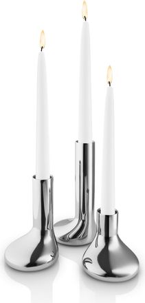 Eva Solo | Mellow Kerzenhalter-Set 3 St. (8, 12, 16 cm) Edelstahl | Kleiner Kerzenst&auml;nder, Gl&auml;nzende Oberfl&auml;che, Entspanntes Licht | f&uuml;r Echte oder batteriebet