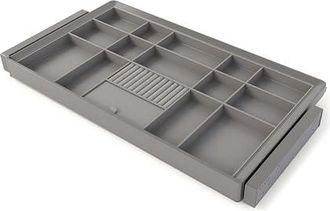 Emuca Kit tiroir organisateur et rack ajustable Quartz pour armoires, glissi&egrave;res extension totale et &agrave; fermeture douce, Module 90cm, Finition Titane