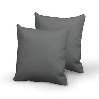 Pizuna Luxuri&ouml;ser Soft-Satin 2er Pack Kissenbezug 80x80 cm Dunkel Grau, 400 Fadenzahl Baumwolle Quadratisch Kissenbez&uuml;ge, 100% Langstapel Baumwolle Kissenbez