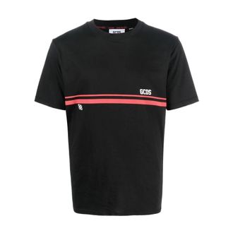 GCDS Schwarzes Logo-Band Kurzarm T-Shirt - - Tops - Herren - Schwarzk - M
