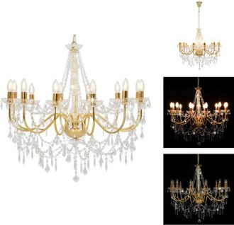 vidaXL Vidaxl - Kronleuchter - Living Kronleuchter mit Perlen Golden 12 x E14-Fassungen - Gold