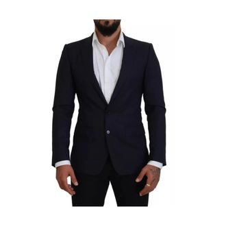 Dolce & Gabbana Blauer Woll Slim Fit Formeller Blazer - - Suits - Herren - Blau - S