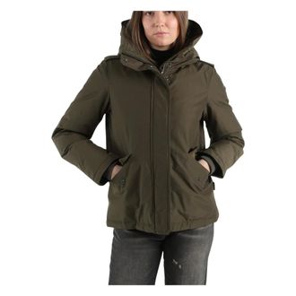 Woolrich Femme, Vestes, Vert, Taille: 40 FR Veste Rembourr&eacute;e en Toile Ramar avec Capuche