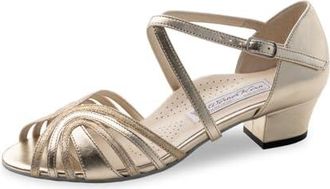 Werner Kern Chaussures de danse Kim pour femme - En cuir platine/beige - Largeur normale - Talon bloc de 3,5 cm - Fabriqu&eacute;es en Italie, Beige platine, 36 2/3 EU