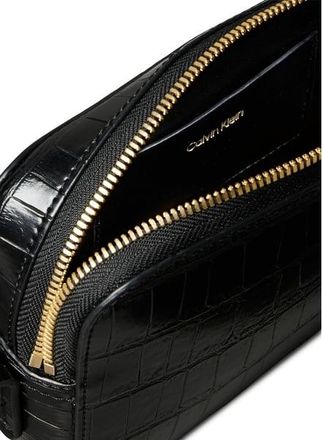 Calvin Klein Croco - schwarzer Croco -Effekt -Umhängetasche