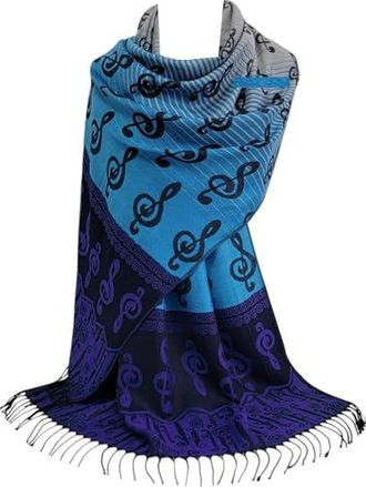 GFM MUP2 Écharpe style pashmina Notes de musique, Mup2-txcrtnl - Bleu, taille unique