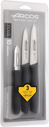 Arcos Serie Nova - Paring Messer Set - Klinge Nitrum Edelstahl - HandGriff Polypropylen Farbe Schwarz