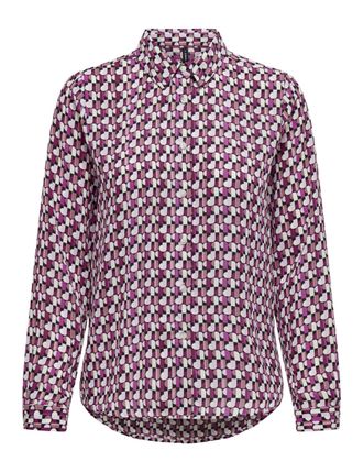 Only Damen Onlalma Life Vis L/S Shirt Bluse, Magenta Purple/AOP:584 Posh, 40