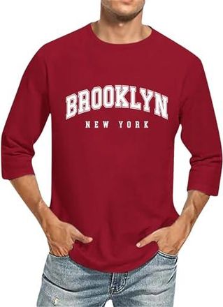 Generic Hauts &agrave; manches 3/4 pour hommes 2025 T-shirts d&eacute;contract&eacute;s pour la course &agrave; pied, tendance, ample, mignon, printemps 2025, t-shirts de sortie, t-shirt