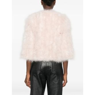 Yves Salomon Feather Cropped Jacket - Pink