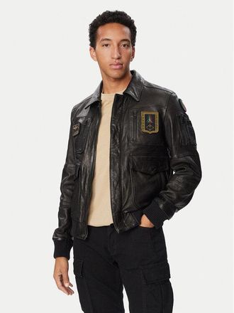 Aeronautica Aeronautica Militare Lederjacke 262PN0846U100839 Schwarz Regular Fit