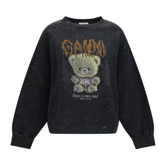 Ganni Isoli Forest Teddy Sweatshirt - - Sweatshirts & Hoodies - Damen - Schwarzk - XS