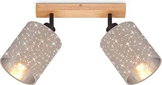 Briloner Plafonnier avec ciel &eacute;toil&eacute;, orientable, abat-jour en tissu, lampe de salon, chambre &agrave; coucher, lampe de cuisine, 28,5 x 13 x 15,5 cm, taupe