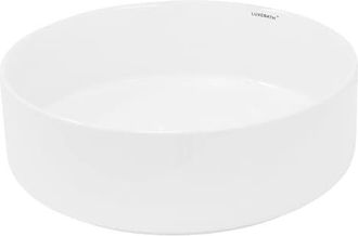 ECD Germany Lavabo Salle de Bain - &Oslash; 355 x 120 mm - en C&eacute;ramique - Ronde - Blanc - Lave-Mains &Eacute;vier - Lavabo Vasque &agrave; Poser sur Meuble - Design Moderne - sans Kit