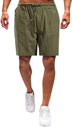 Generico Short de sport et d&eacute;contract&eacute; en lin de couleur unie avec cordon de serrage maillot de bain &agrave; s&eacute;chage rapide short taille basse &eacute;lastique de travail p