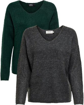 Only V-Ausschnitt-Pullover (2er Pack) aus Flachstrick zeitlos und stilvoll