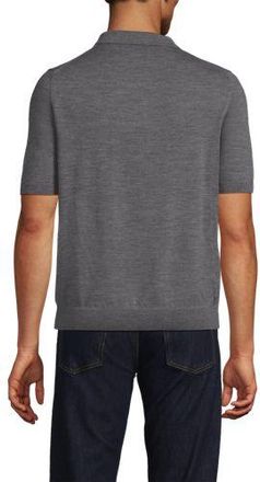 Lands End Kurz&auml;rmeliger Merino-Polopullover, Herren, Gr&ouml;&szlig;e:48-50 regular, Grau, by Lands End