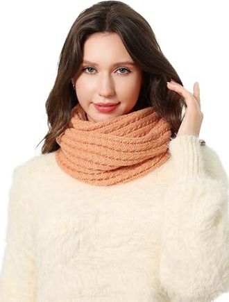 DonDon &eacute;charpe femme hiver foulard femme &eacute;charpe en laine ch&acirc;le femme tour de cou snood - Couleur saumon