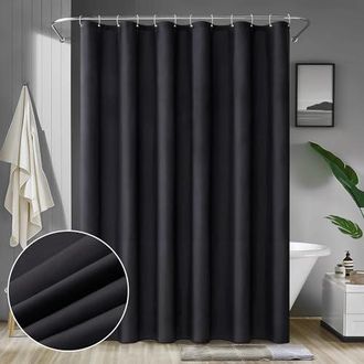 Miulee Rideau de Douche 180 x 200cm Polyester Anti-Moisissure D&eacute;perlant pour la Baignoire Imperm&eacute;able Rideaux Baignoire Lavable en Machine 12 Crochets Noir