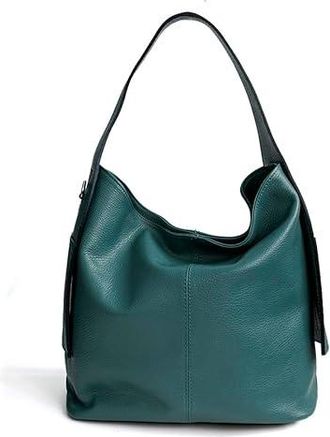 Laura di Maggio Sac à main pour femme en cuir véritable, noir, 30 x 28 x 12 cm, avec poches extérieures, bandoulière réglable 110 cm, fermeture éclair, accessoires ar