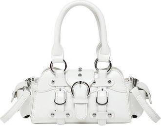 Generic Sac &agrave; bandouli&egrave;re en cuir PU pour femmes, couleur unie, avec fermeture &eacute;clair, sac &agrave; poign&eacute;e sup&eacute;rieure Y2K (blanc)