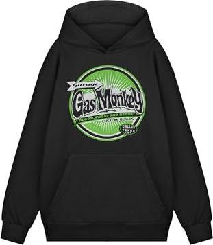 Gas Monkey Garage Gas Monkey Sweat à Capuche pour Hommes | Sweat-Shirt à Capuche Graphique Blood, Sweat and Beers pour Adultes (Noir) | Mécanicien de Garage américain e