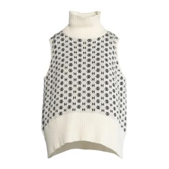 H&eacute;st H&eacute;st, Femme, Pulls, Blanc, Taille: 38 FR Logo Vest Hauts en maille &eacute;paisse