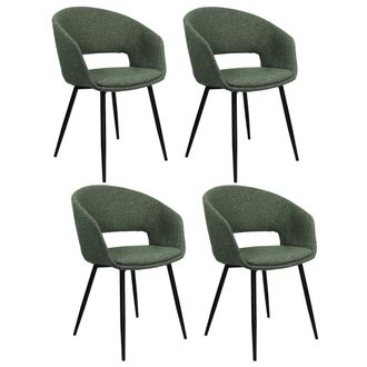 Kick Collection 4er Set Esszimmerst&uuml;hl Dean - Gr&uuml;n - Modern und Hochwertig - Strukturierter Stoff en Metall - Erh&auml;ltlich in vielen Farben