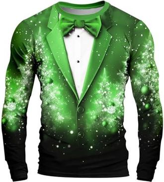 Generic Pull de Noël pour homme - Imprimé amusant - Manches longues - Coupe ajustée - Pull de Noël 2025 - Col rond - Tendance - Pull de vacances décontracté, 