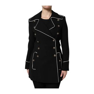 Dolce & Gabbana Femme, Vestes, Noir, Taille: 40 FR Blazer Noir à Double Boutonnage