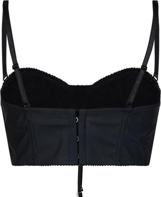 Dolce & Gabbana Stretch Satin Sweetheart Bustier Top - Black