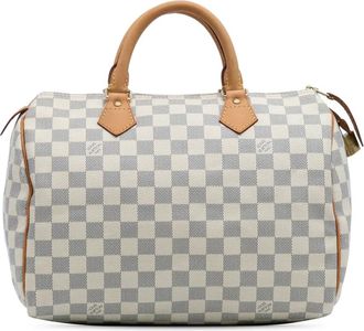 Louis Vuitton sac boston Speedy 30 en toile Damier Azur (2009) - Blanc