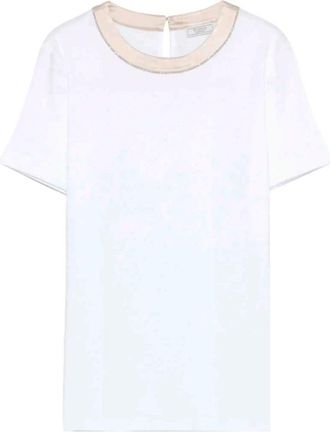 PESERICO Femme, Tops, Blanc, Taille: 48 FR T-shirt avec d&eacute;tails de finitions