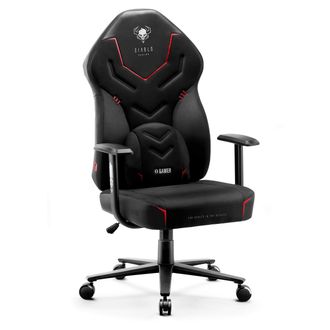 Diablo X-Gamer 2.0 Gaming Stuhl B&uuml;rostuhl Stoffbezug Ergonomisches Design Lendenwirbelkissen Softpadauflage (Schwarz)