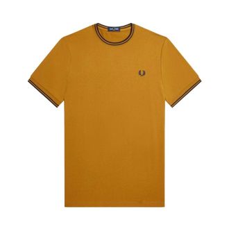 Fred Perry Twin Tipped Baumwoll-T-Shirt - - Tops - Herren - Braun - 2XL