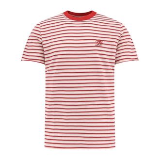 Golden Goose Gestreiftes Baumwoll-T-Shirt mit ikonischen Sternen - - Tops - Herren - Rot - L