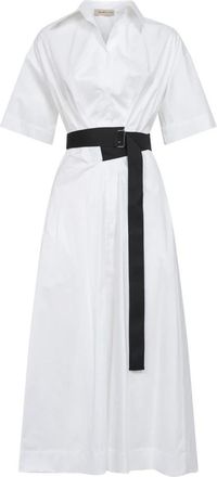 Blanca Vita Femme, Robes, Blanc, Taille: 38 FR Alzety7004Diamante V-neck Belted Dress
